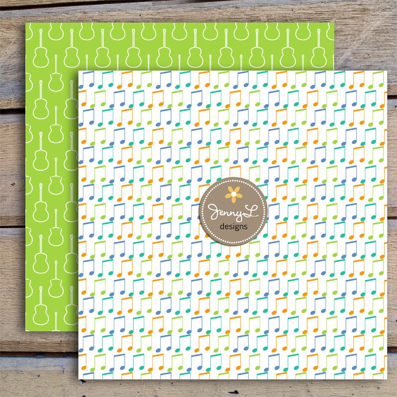 Guitar Boy Digital Paper and Clipart Acoustic Music Musical - Etsy