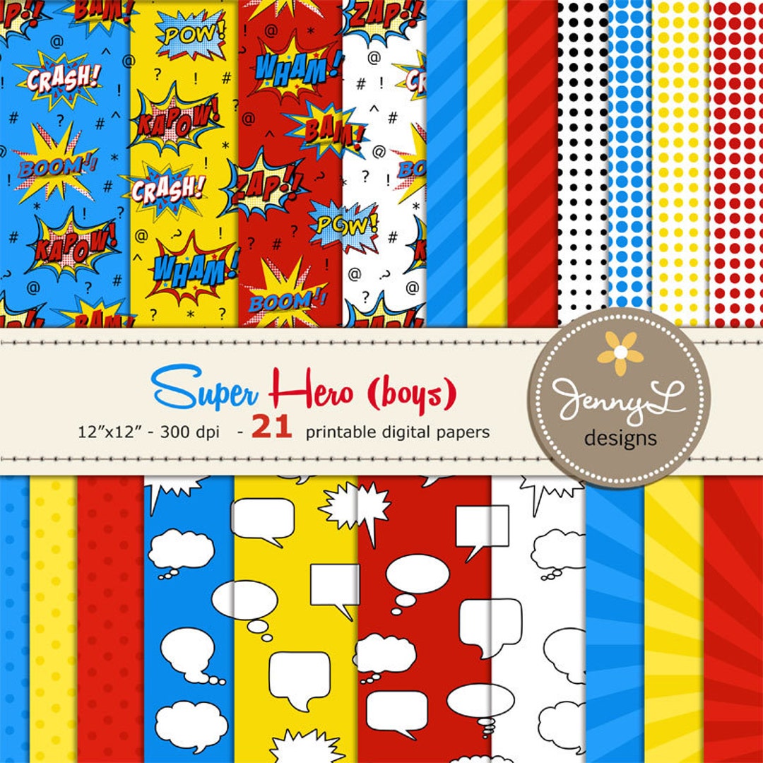 Superhero Digital Paper, Comics, Super Hero, Cartoons, Comic Book ...