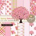 Spring Cherry Blossoms Digital Paper and Clipart, Japanese Sakura for ...