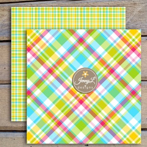 Tropical Plaids Digital Papers, Summer for Digital Scrapbookingpaper ...
