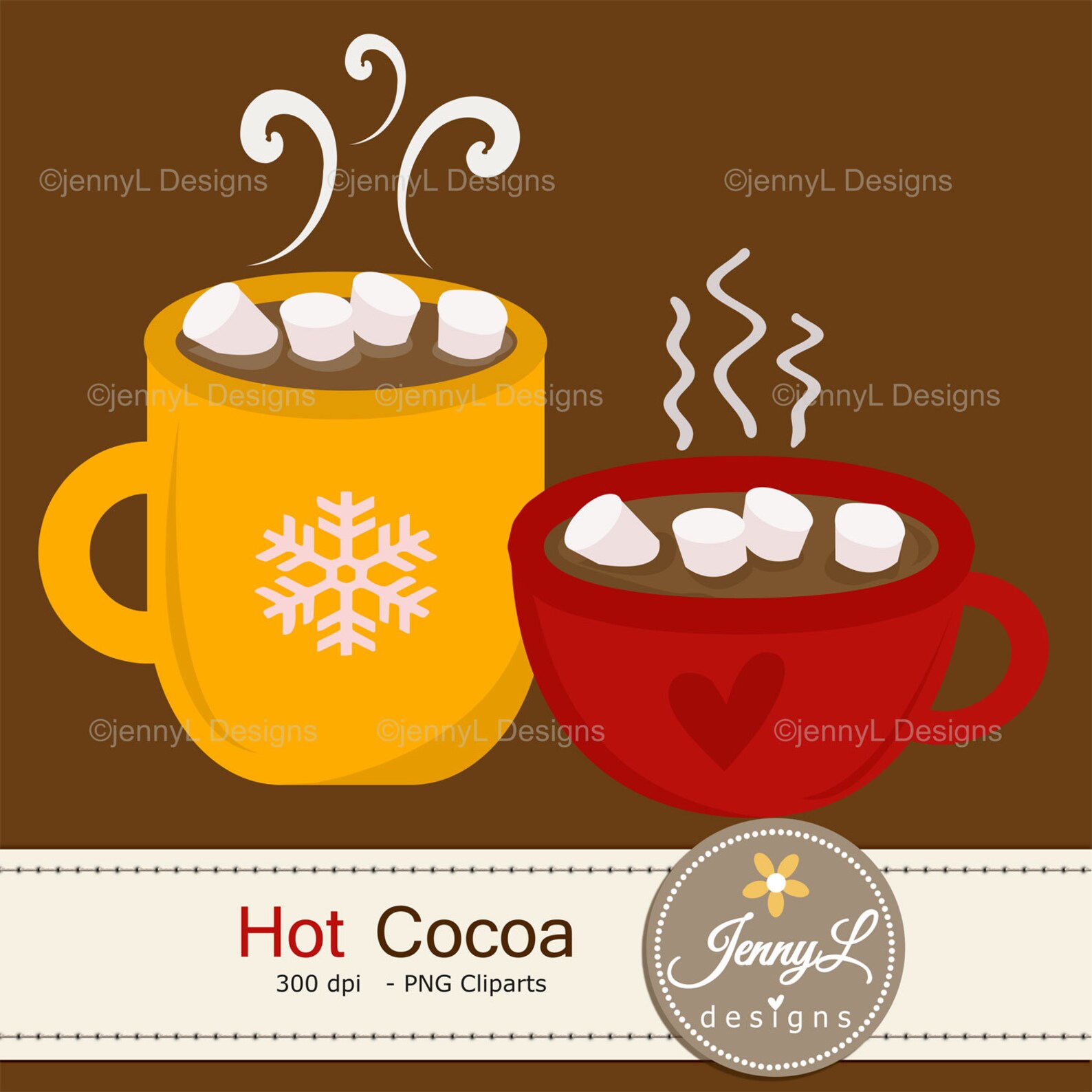 Hot Cocoa Digital Papers and Choco Clipart SET, Hot Chocolate Drink for ...