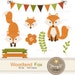 Fox Digital Paper and Clipart, Fall Woodland Animal, Leaves for ...
