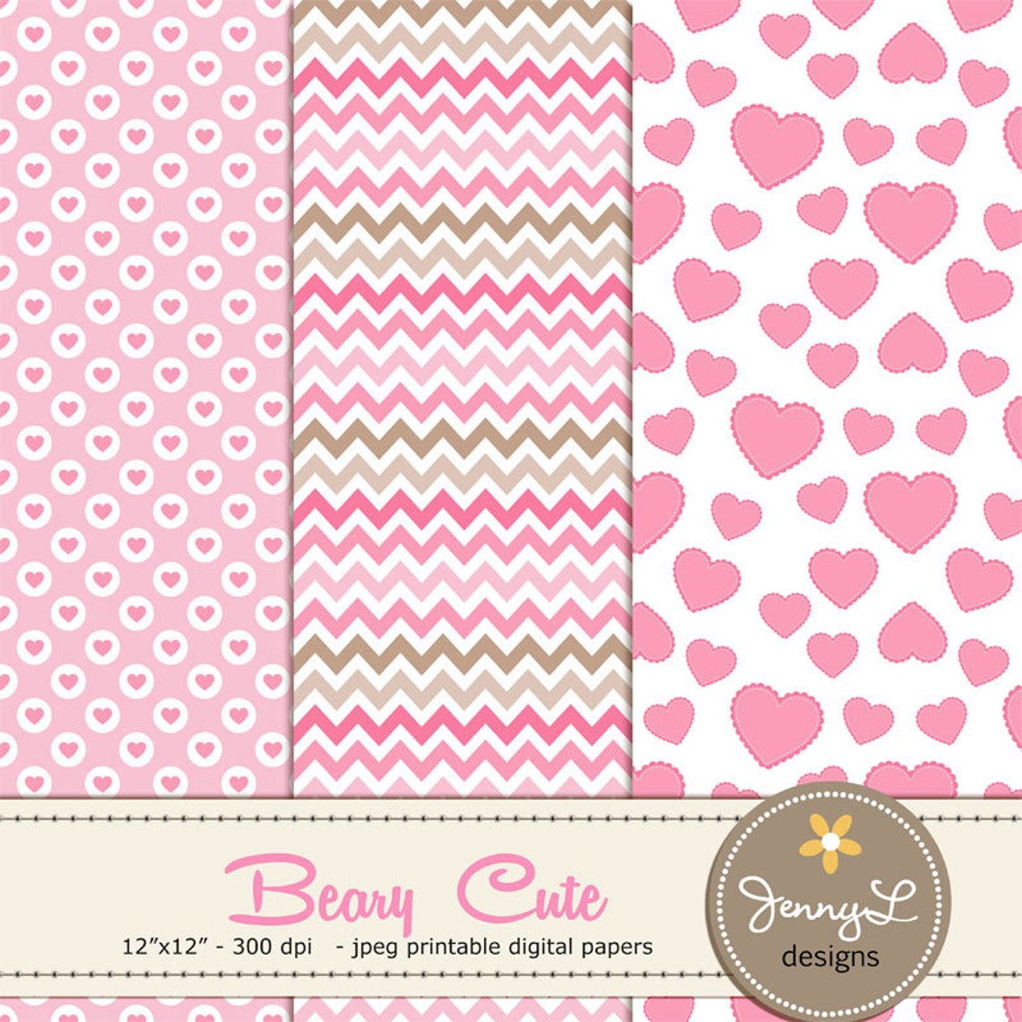 Teddy Bear Digital papers Bear clipart Valentine - Etsy Italia