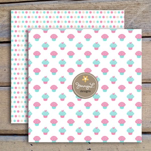Cupcake Digital Papers and Clipart, Cuppies Birthday Party Scrapbooking ...
