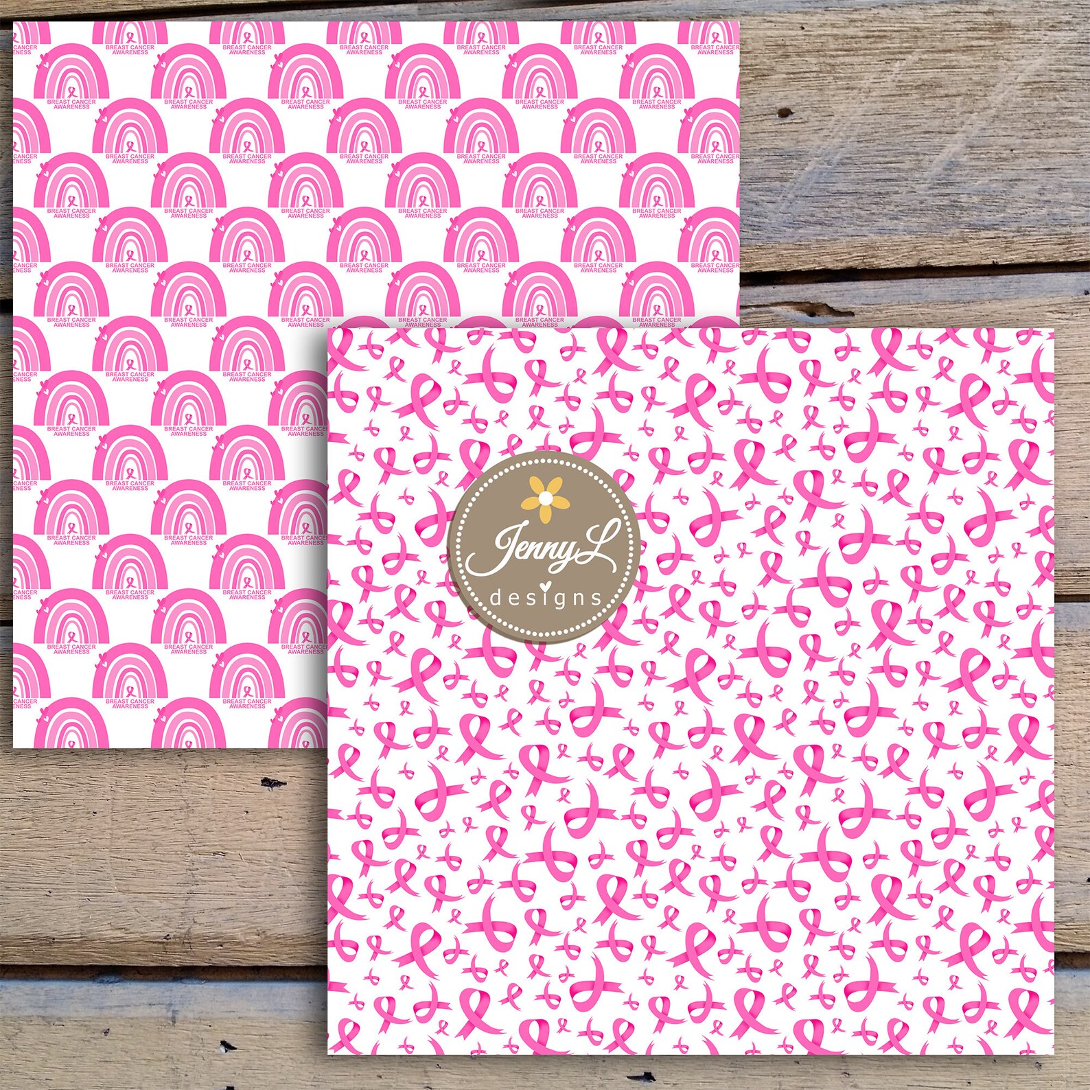 Breast Cancer Awareness Digital Papers, Pink Ribbon Clipart for Digital ...