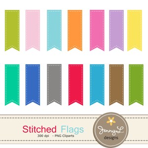 Colorful Stitched Ribbon Banners clipart for digital | Etsy