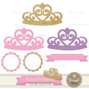Royal Little Princess Digital Papers and Clipart, Gold Crown Girl Baby ...