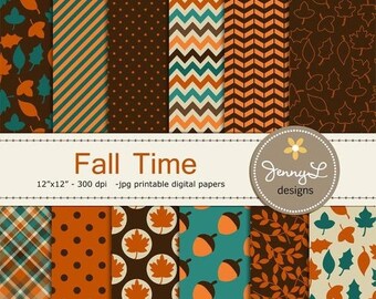 Watercolor happy Fall Digital Papers Autumn - Etsy