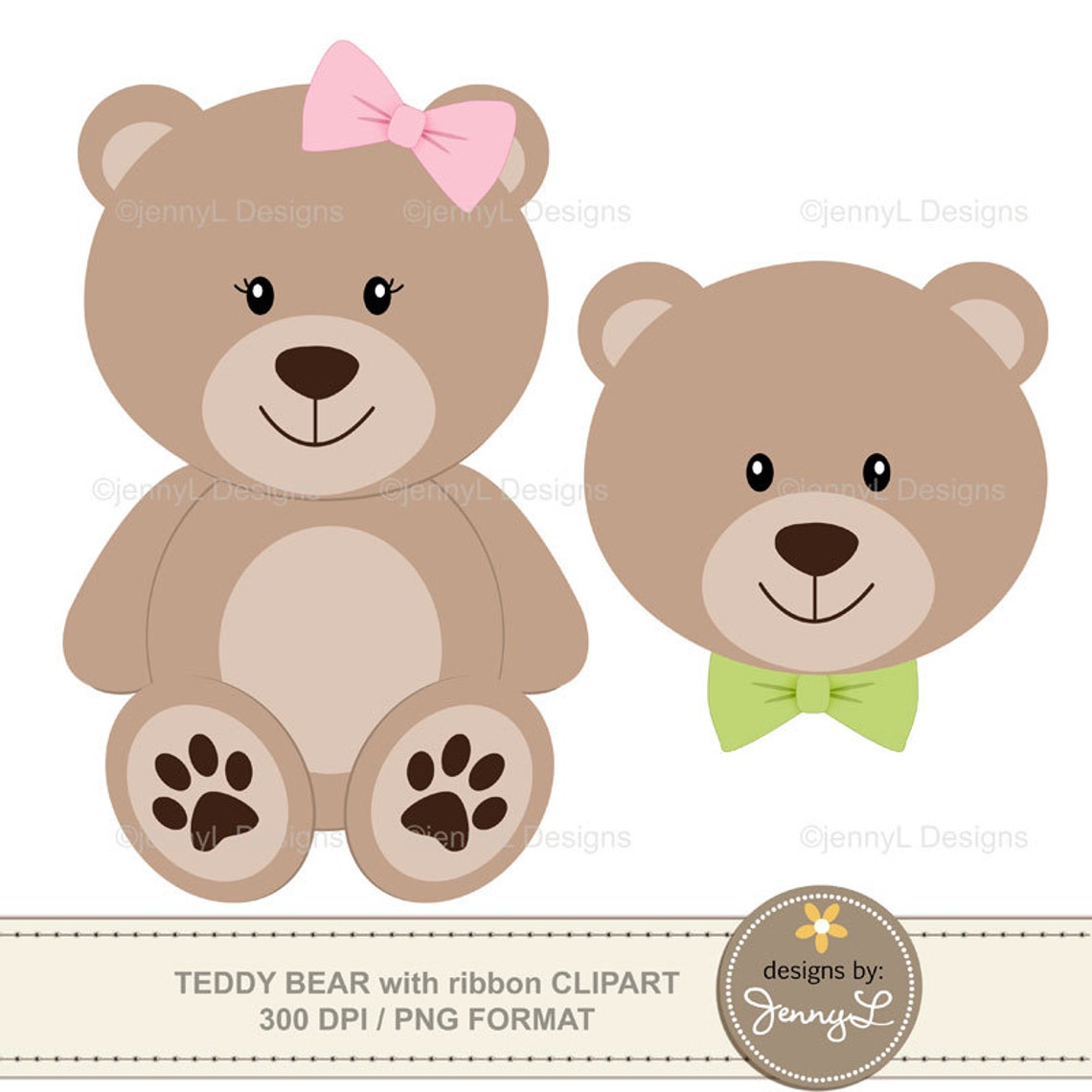 Teddy Bear Clipart With Ribbon Bow Baptism Teddy Bear Baby - Etsy