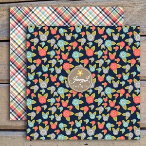 Coral Navy Floral Digital Paper, Coral Flowers for Digital Scrapbooking ...