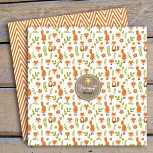 Fox Digital Paper and Clipart, Fall Woodland Animal, Leaves for ...