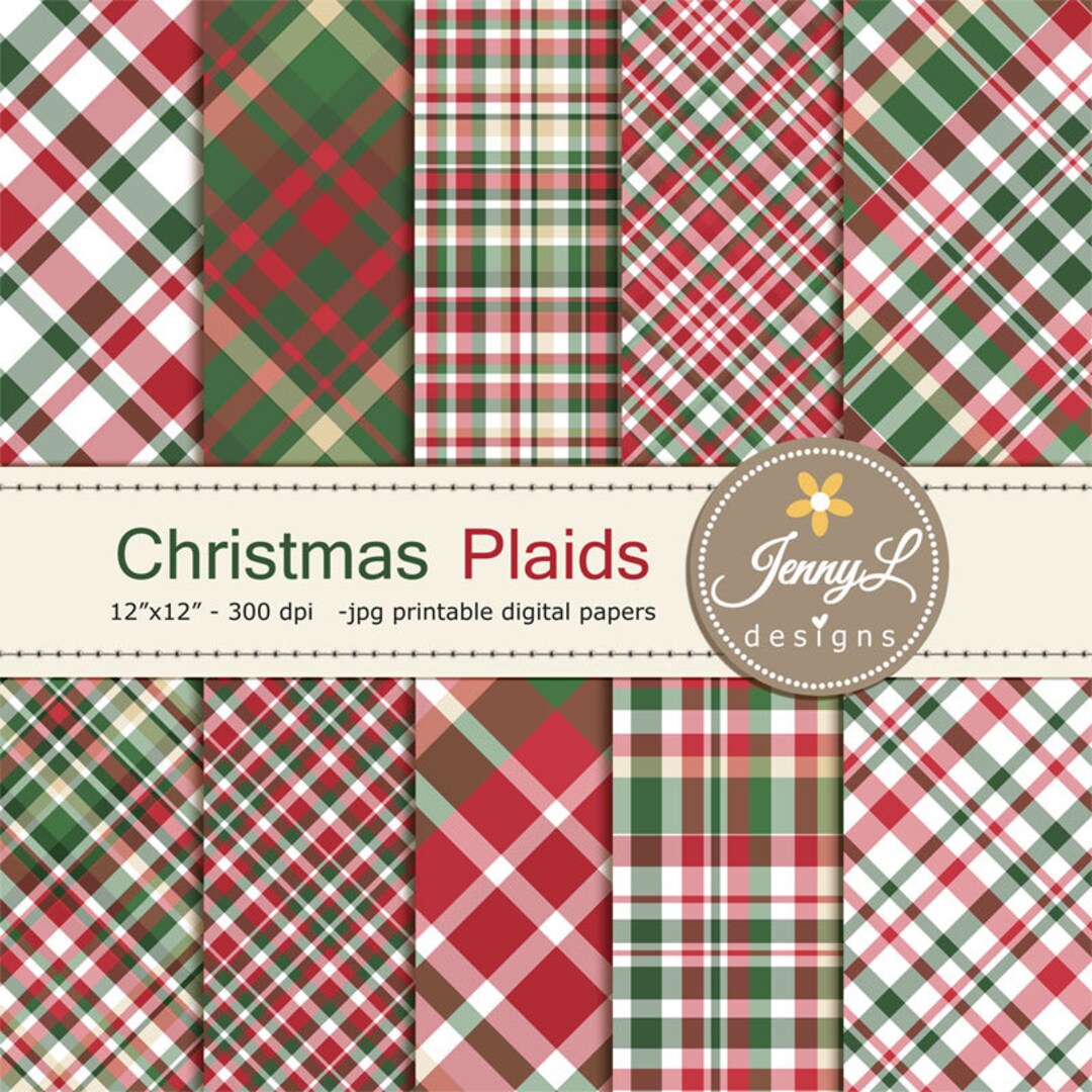 Christmas Plaids Digital Papers, Traditional Christmas Papers, Holiday ...