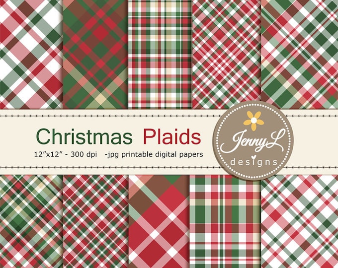 Christmas Plaids Digital Papers Traditional Christmas Papers - Etsy
