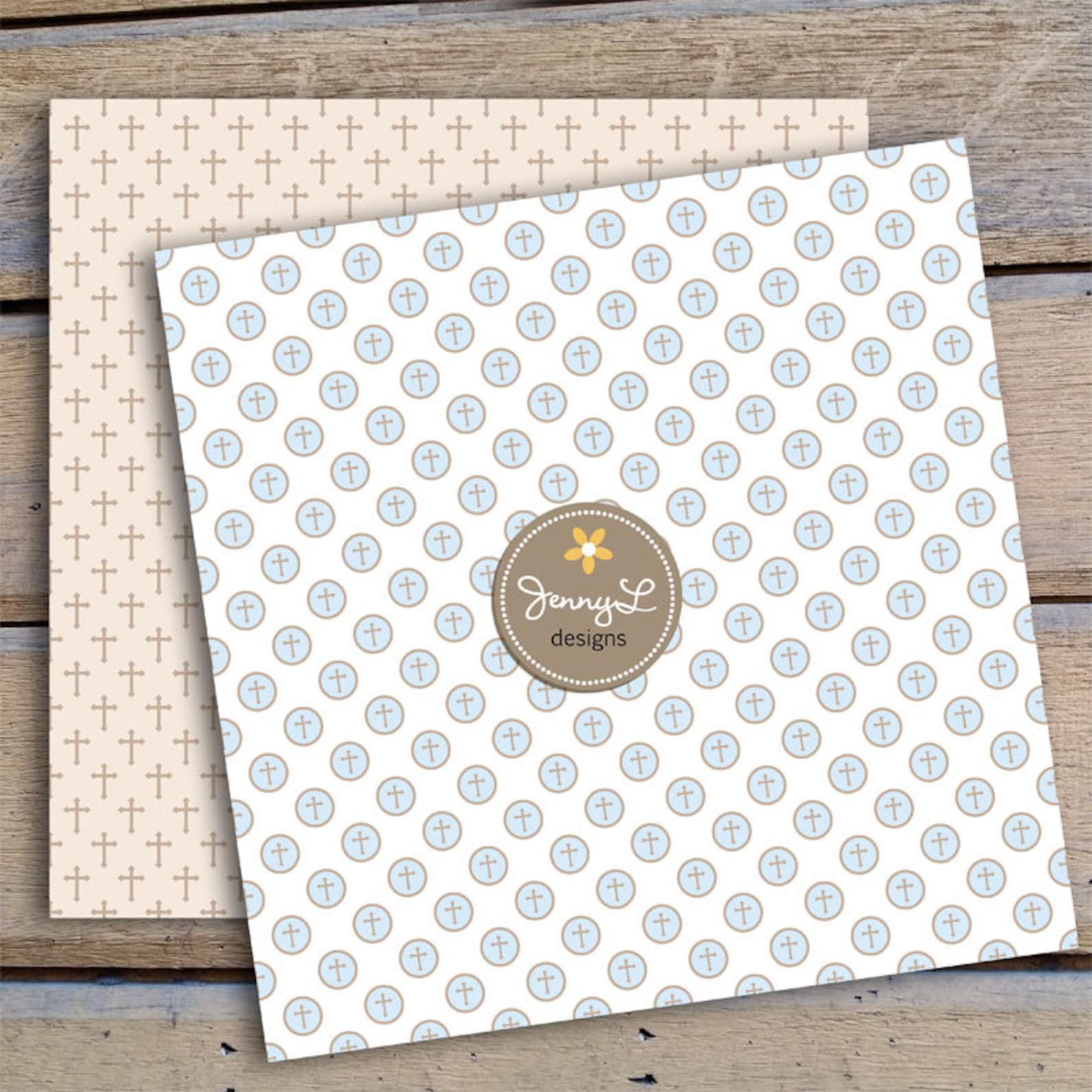 Rosary Boy Baptism Digital Papers and Clipart, First Communion ...