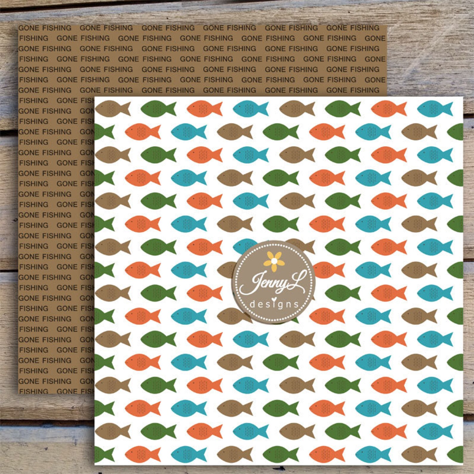 Fishing Digital Papers and Clipart SET Fishing Lure Rod - Etsy