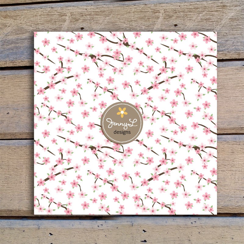 Cherry Blossoms Digital Paper and Clipart Japanese Sakura for | Etsy