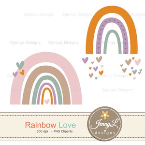 Rainbow Love SEAMLESS Digital Paper and Clouds Flower Hearts Clipart ...