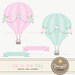 Pastel Hot Air Balloons Digital Papers and Clipart, Pink and Aqua Baby ...