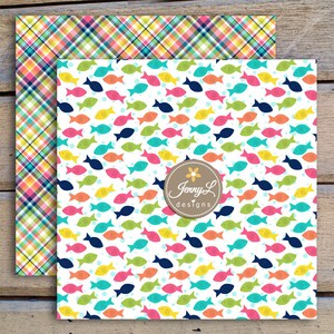 Fish Digital Papers and Clipart, for Birthday, Scrapbooking Paper Party ...