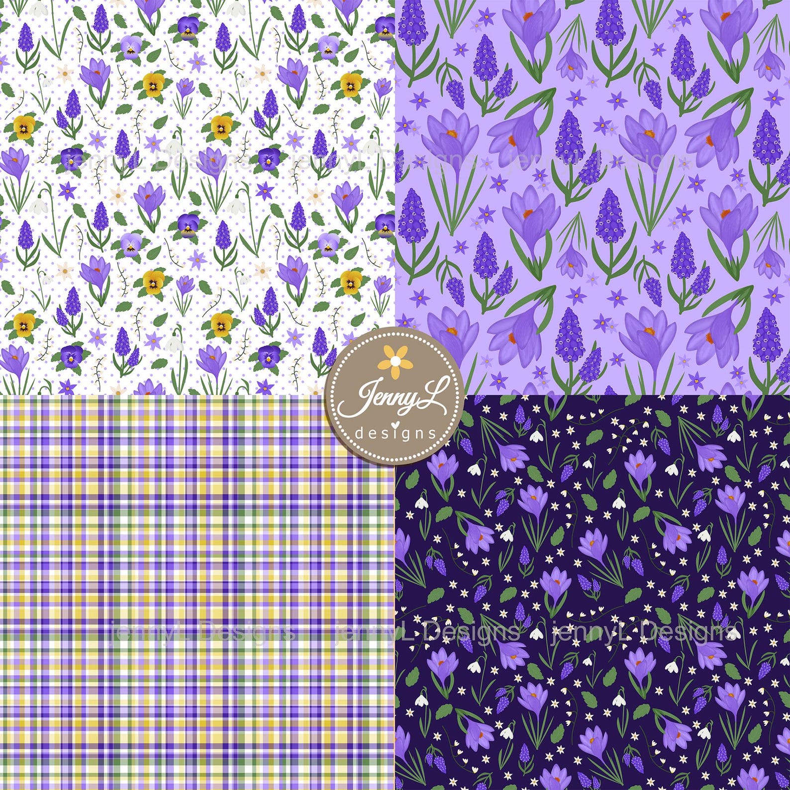 Winter Floral SEAMLESS Printable Digital Papers, Pansies, Snowdrop ...