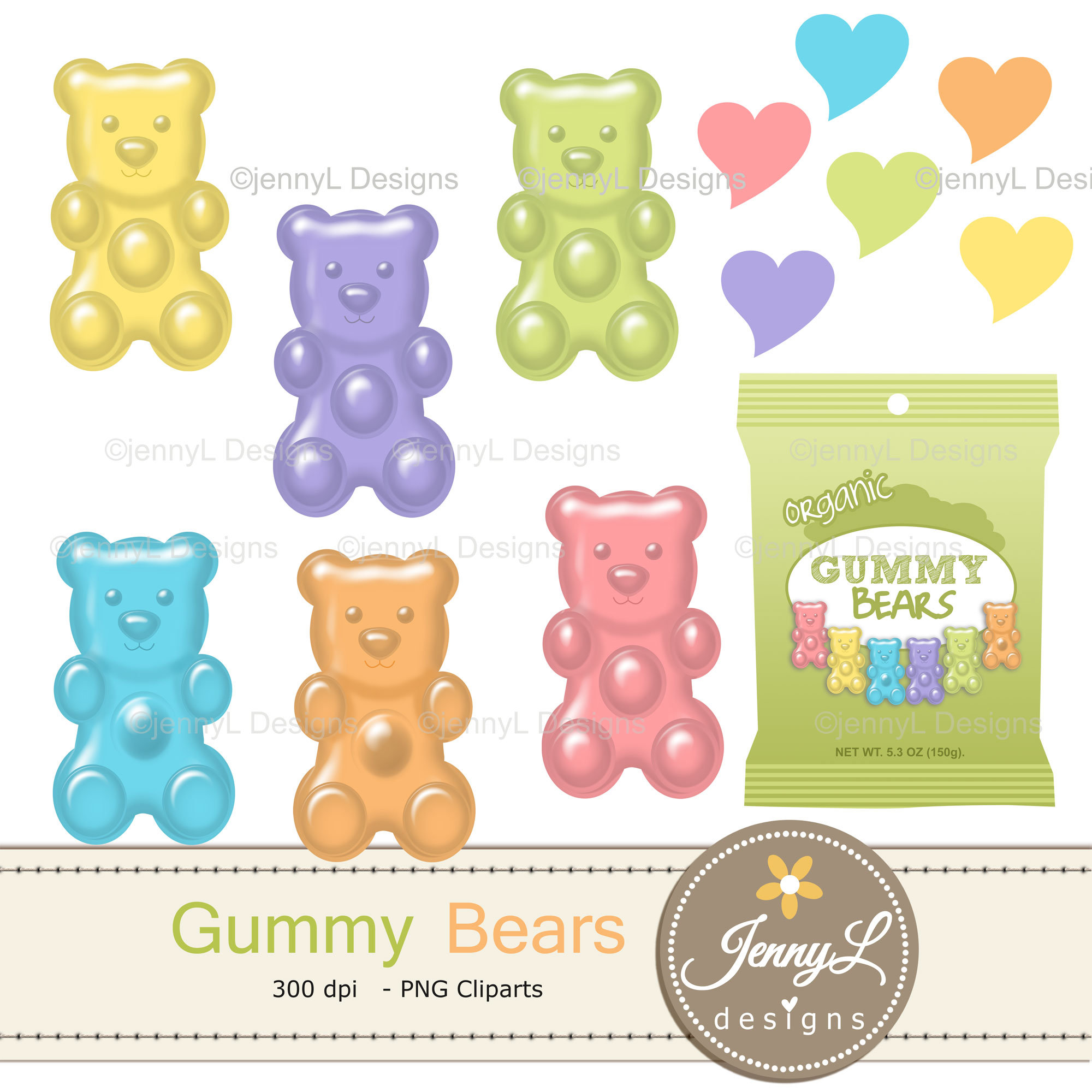 Gummy Bears Digital Papers and Clipart SET for Digital | Etsy