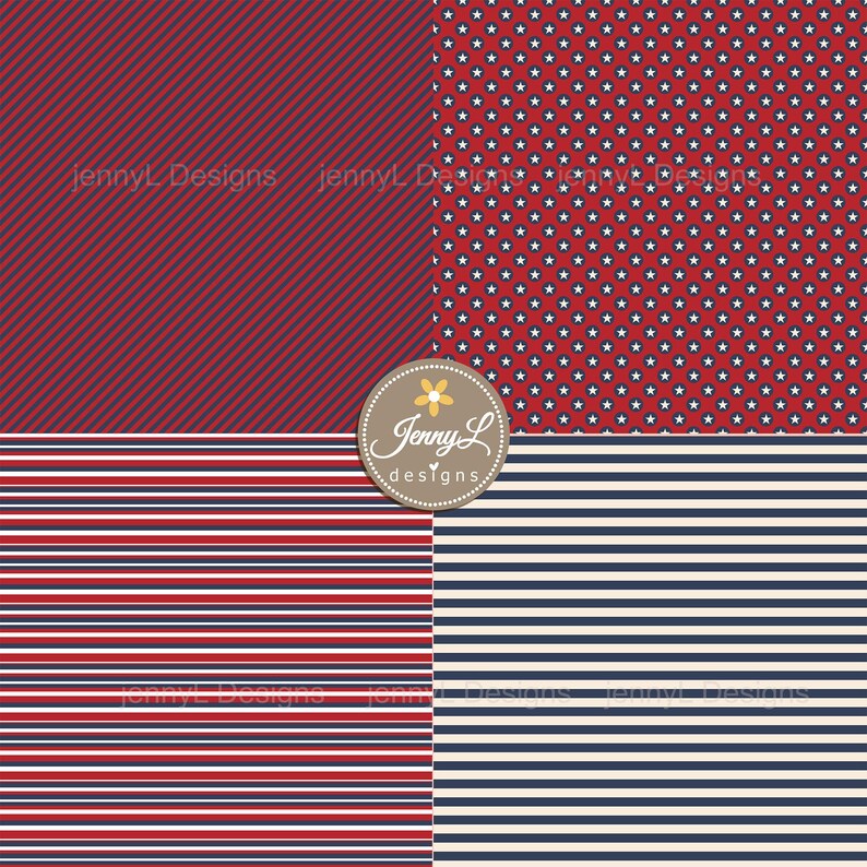 Vintage 4th of July Digital Paper, Stars and Stripes, Patriotic ...