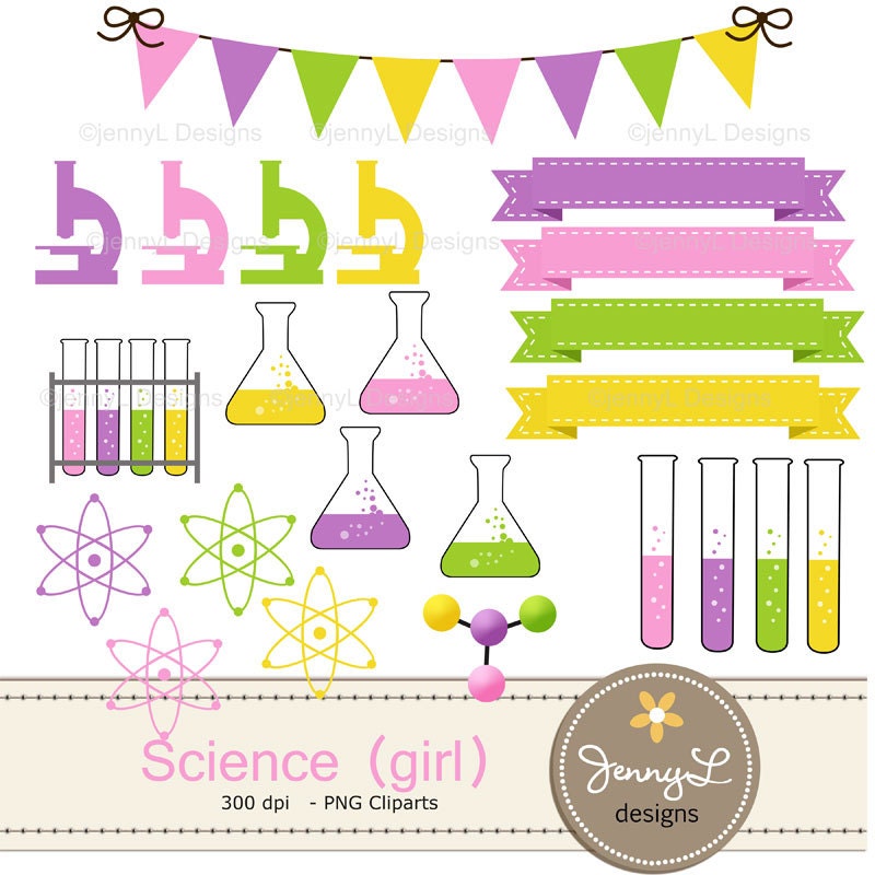 Science Scientist Girl Digital Paper Molecule Test Tube | Etsy