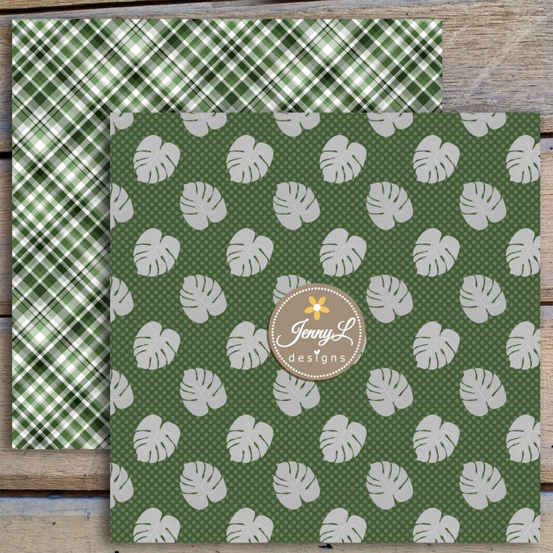 Monstera Leaves Digital Papers and Monstera Plant Clipart SET | Etsy