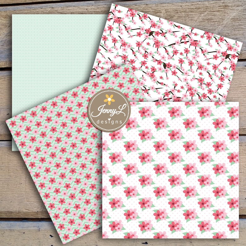 Cherry Blossoms Digital Paper and Clipart Spring Korea - Etsy