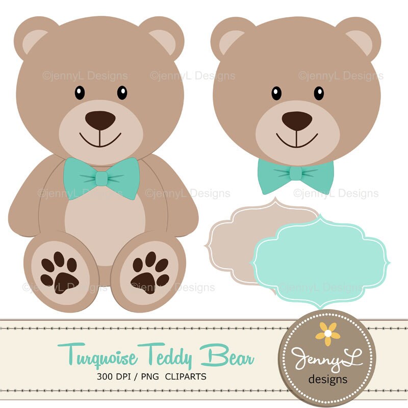 Turquoise Teddy Bear Digital Papers Teddy Bear Clipart Baby - Etsy