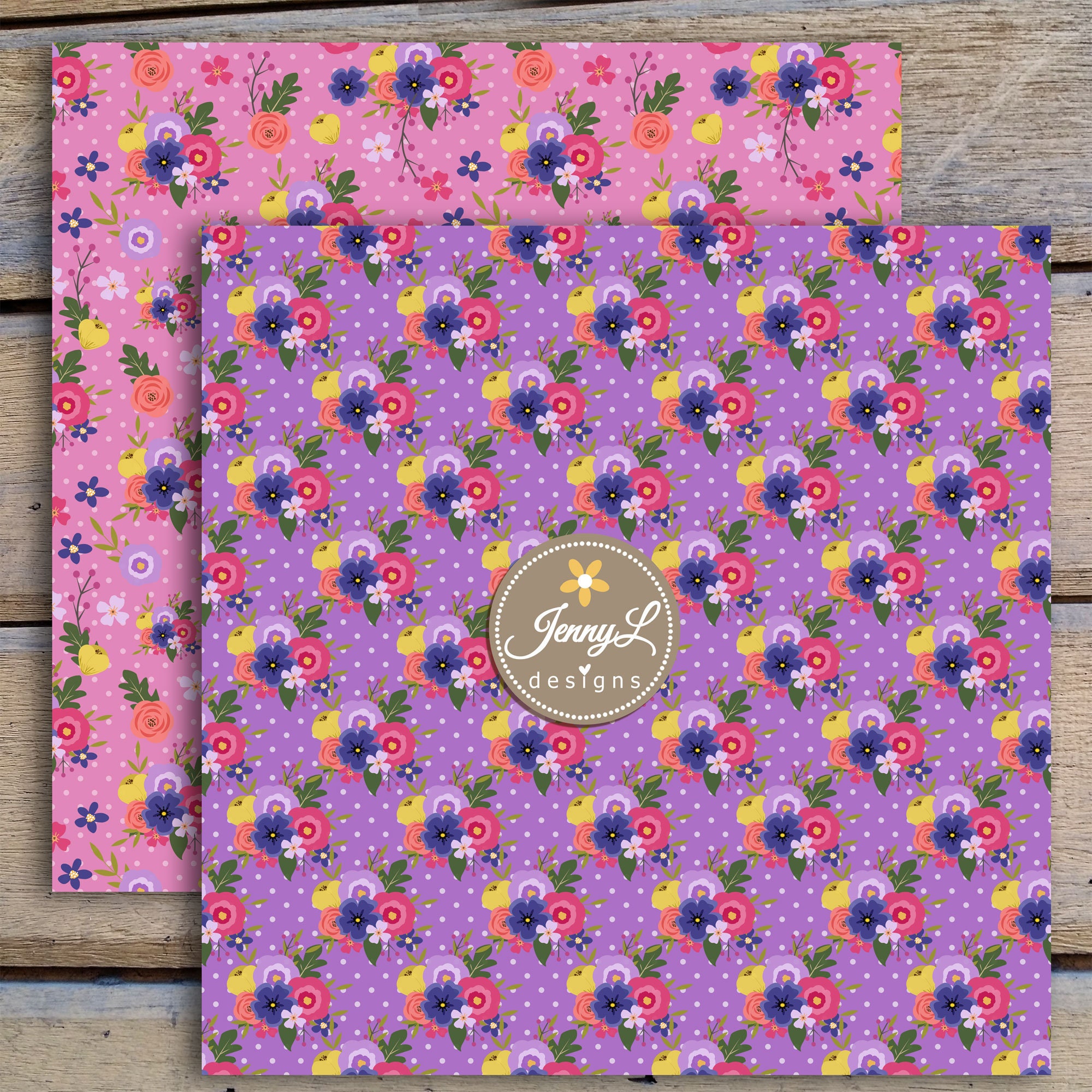 Summer Floral Digital Papers and Flowers Clipart SET for | Etsy