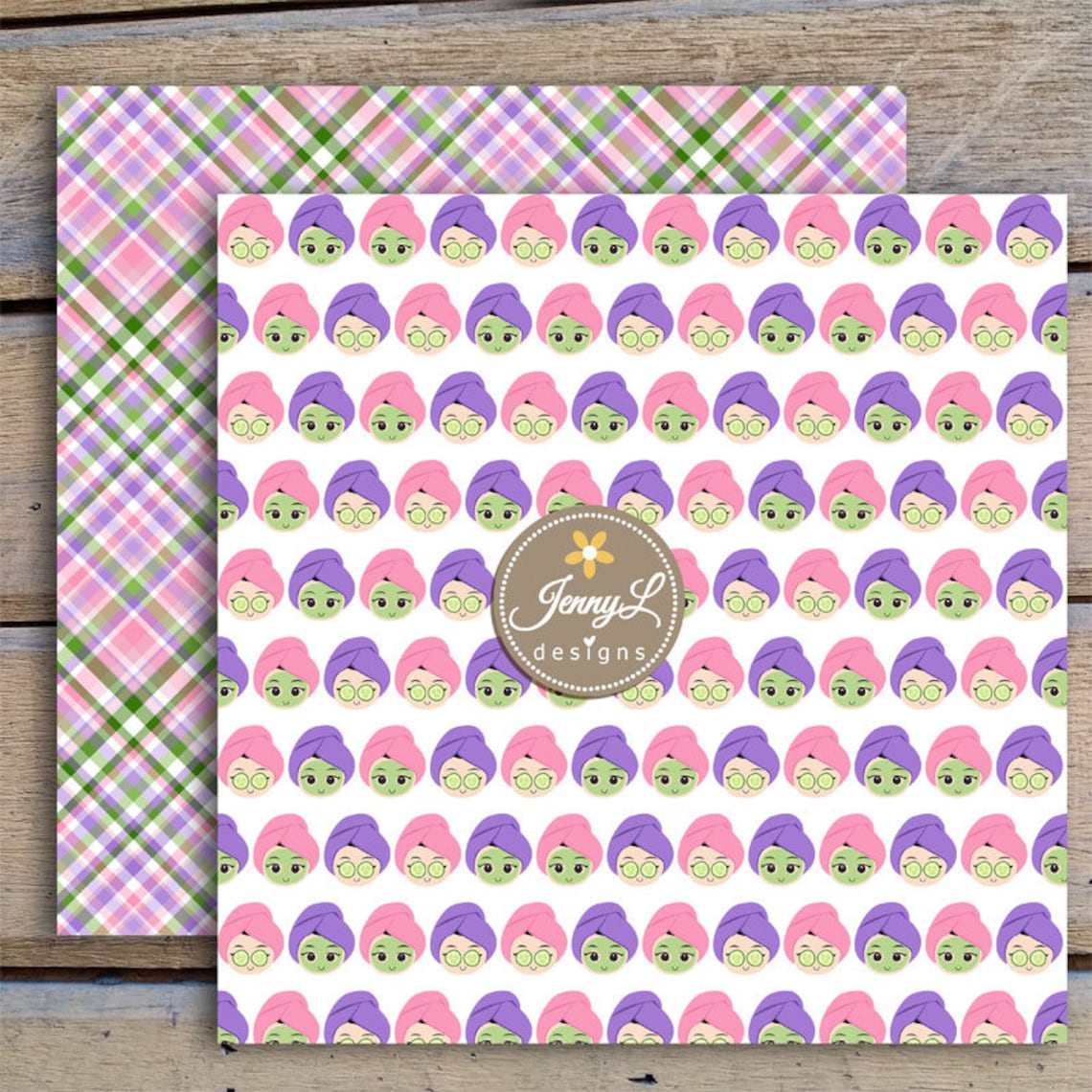 Spa Girls Digital Papers and Clipart SET, Spa Pary, Cucumber, Lipstick ...