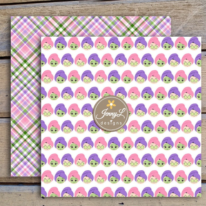 Spa Girls Digital Papers and Clipart SET, Spa Pary, Cucumber, Lipstick ...