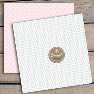 Mint and Pink Digital Papers, Blush, Turquoise, Light Pink Scrapbooking ...