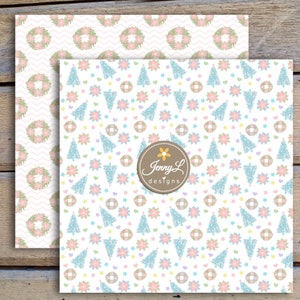 Pastel Christmas Digital Papers Christmas Tree Papers - Etsy