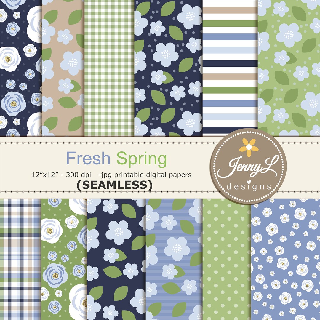 Spring Seamless Digital Papers, Repeat Pattern ,floral Summer Digital ...