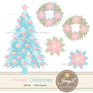 Pastel Christmas Digital Papers Christmas Tree Papers - Etsy
