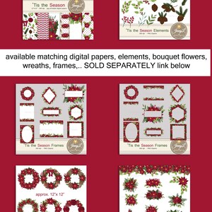 Christmas Floral Digital Paper Poinsettia Flower Paper - Etsy