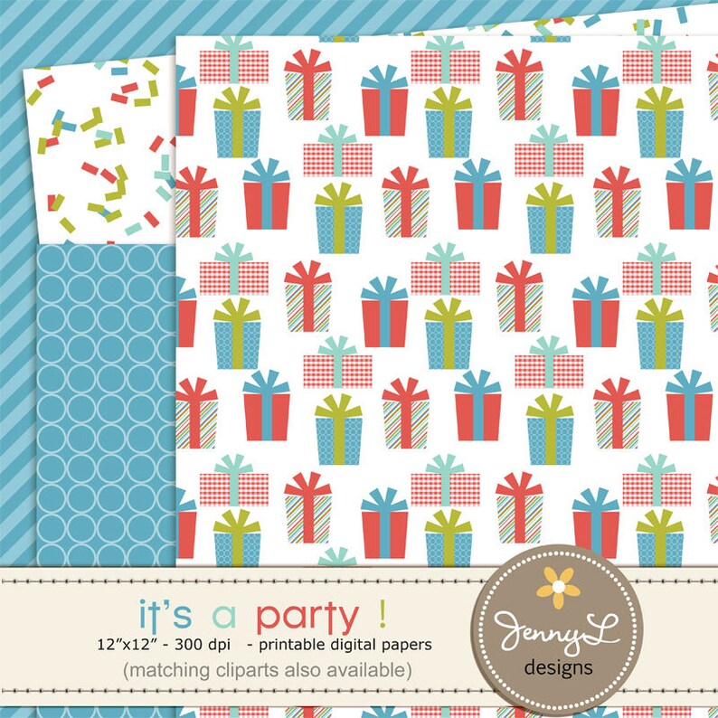 Birthday Party Digital Papers for Digi-scrapping Boys | Etsy