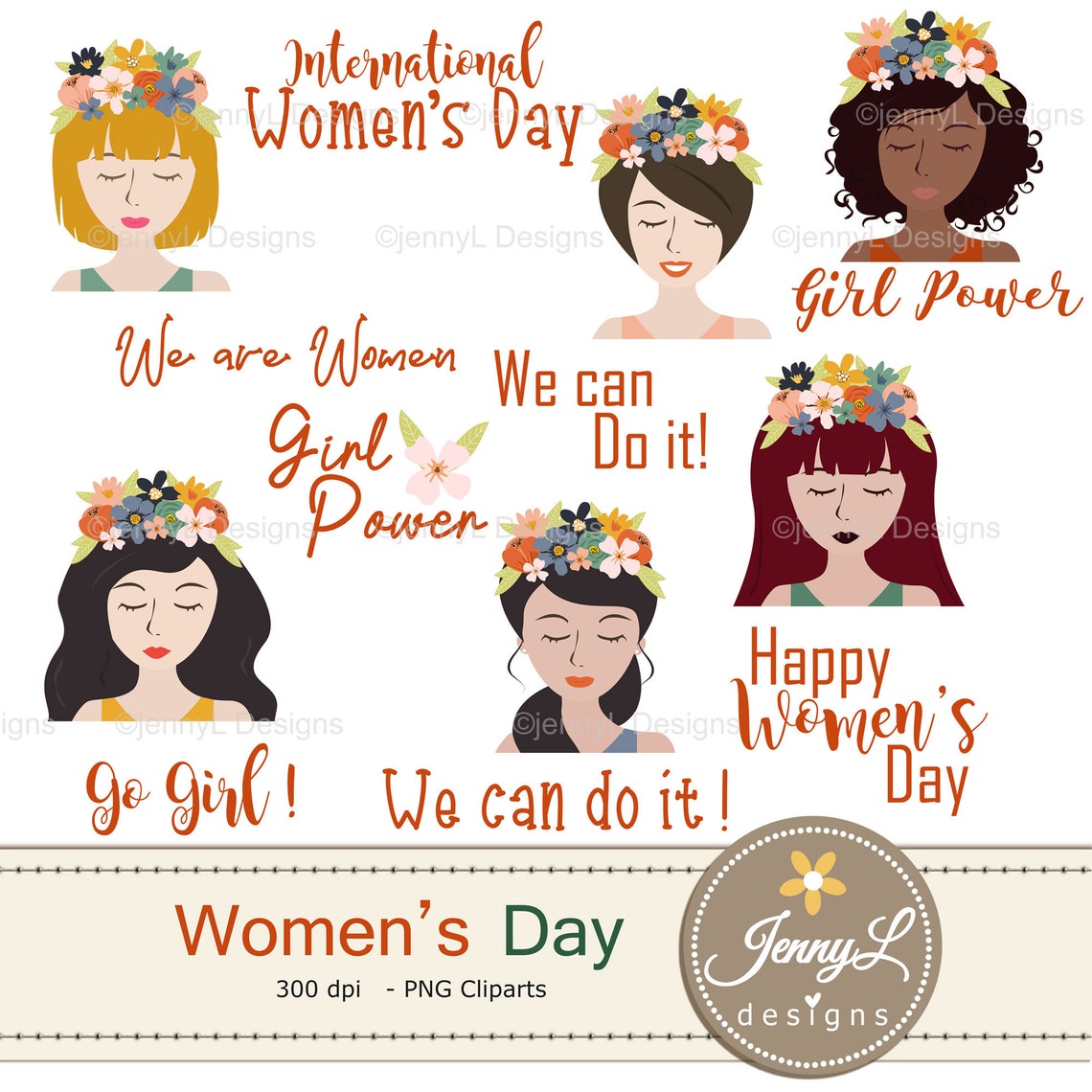 International Women's Day Digital Paper and Women Clipart | Etsy