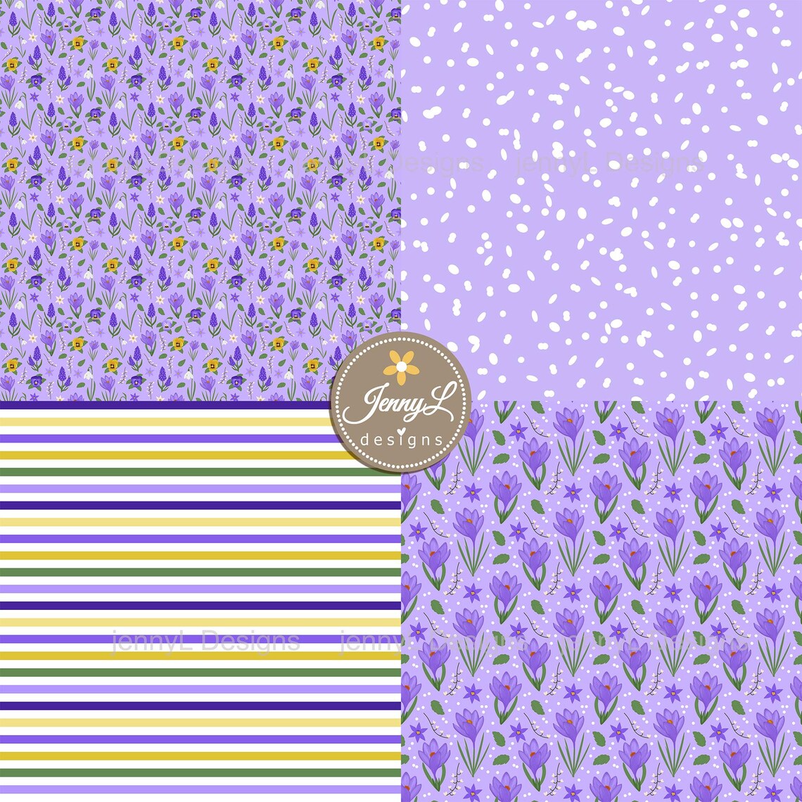 Winter Floral SEAMLESS Printable Digital Papers, Pansies, Snowdrop ...