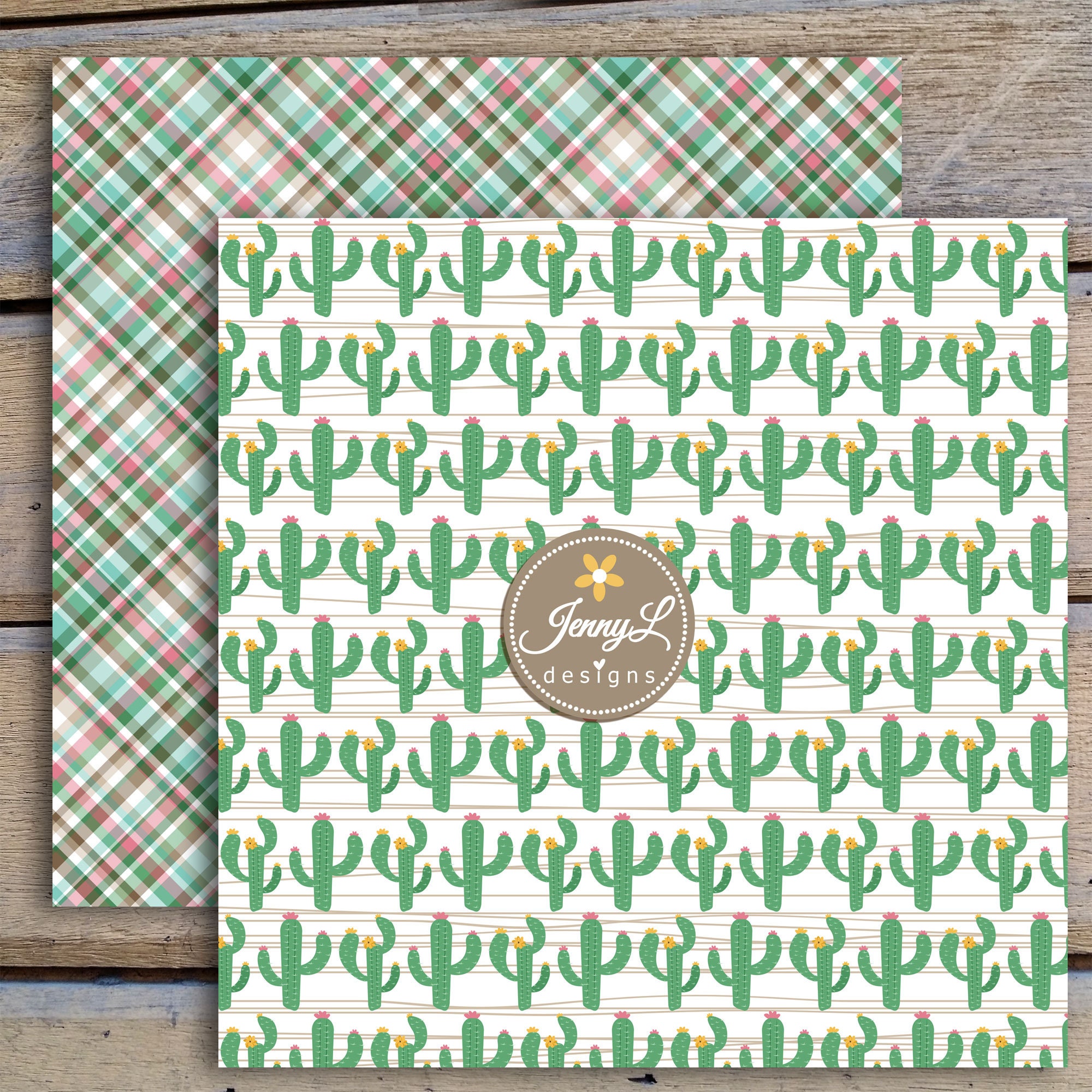 Desert Cactus Digital Paper and Clipart Plant for Birthday - Etsy