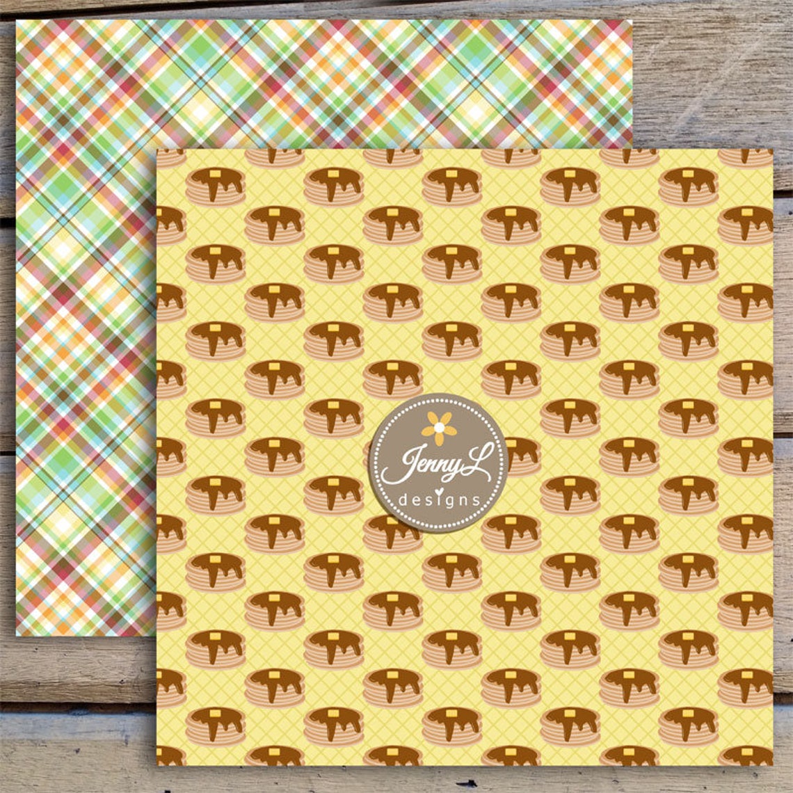 Breakfast Digital Papers and Clipart SET, American Food, Coffee, Waffle ...