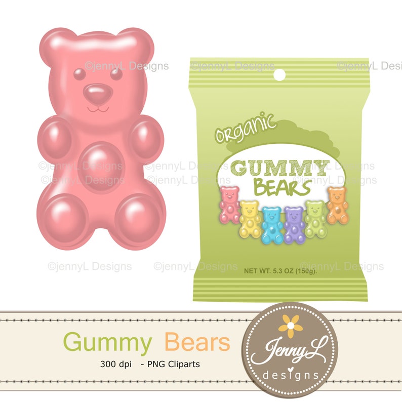 Gummy Bears Digital Papers and Clipart SET for Digital Scrapbooking ...