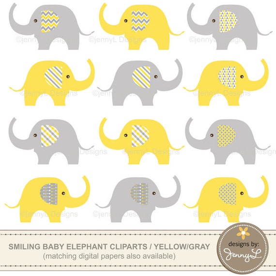 Baby Shower Elephant Clipart Yellow