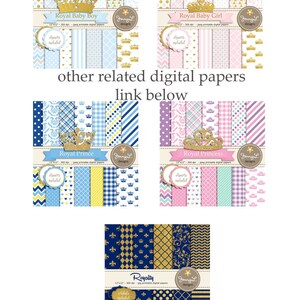 Gold Crown Digital Papers and Clipart, Royal Prince Boy Baby Shower ...