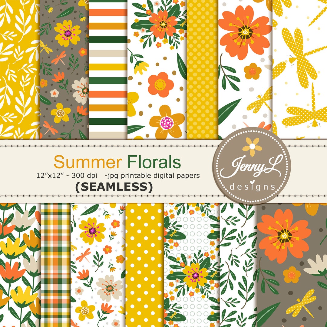 Summer /spring SEAMLESS Floral Digital Papers, Repeat Pattern ...