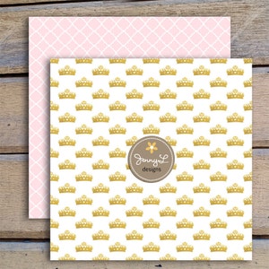 Crown Digital Papers and Clipart, Royal Princess Girl Baby Shower ...