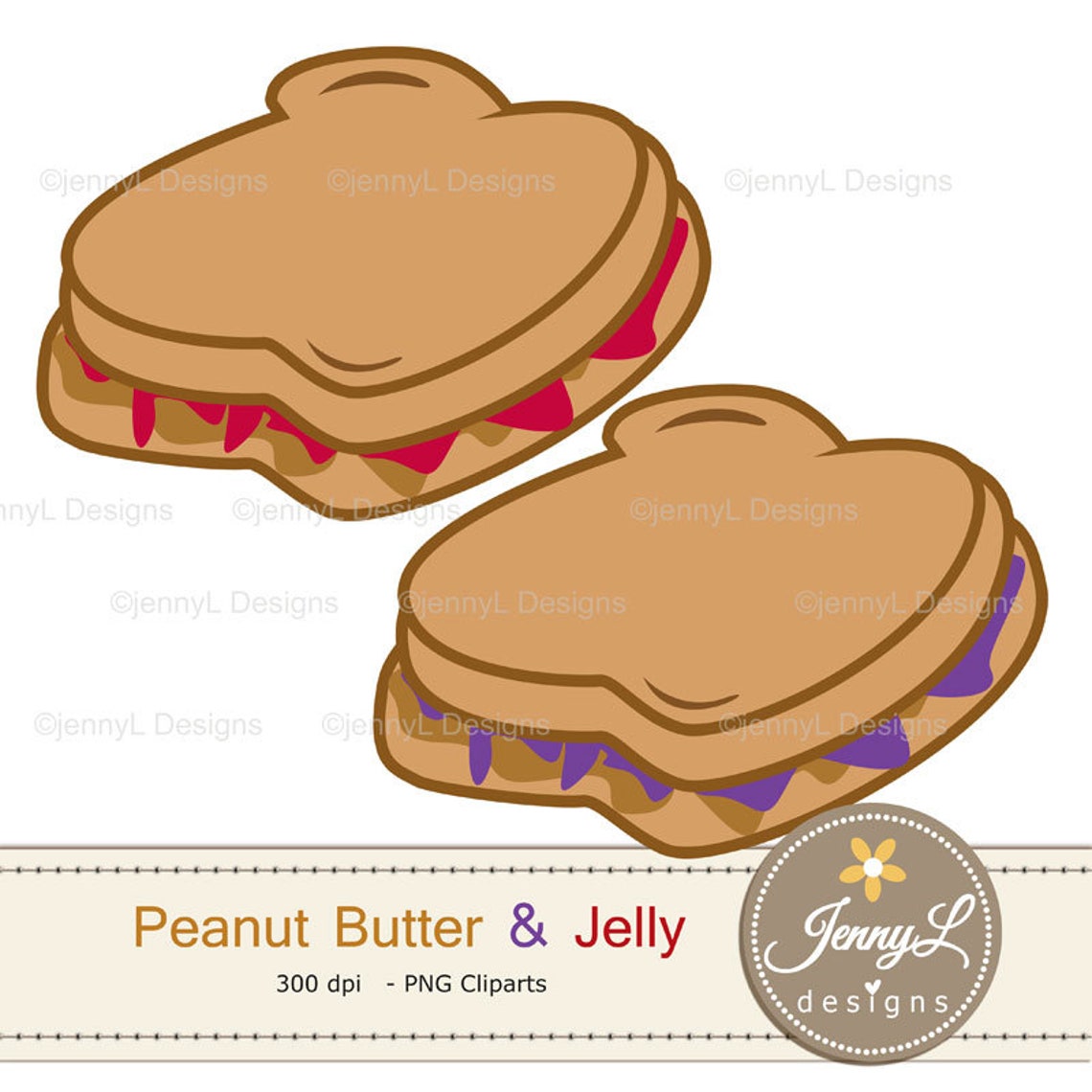 Peanut Butter and Jelly Digital Papers and Strawberry, Grape Jam ...