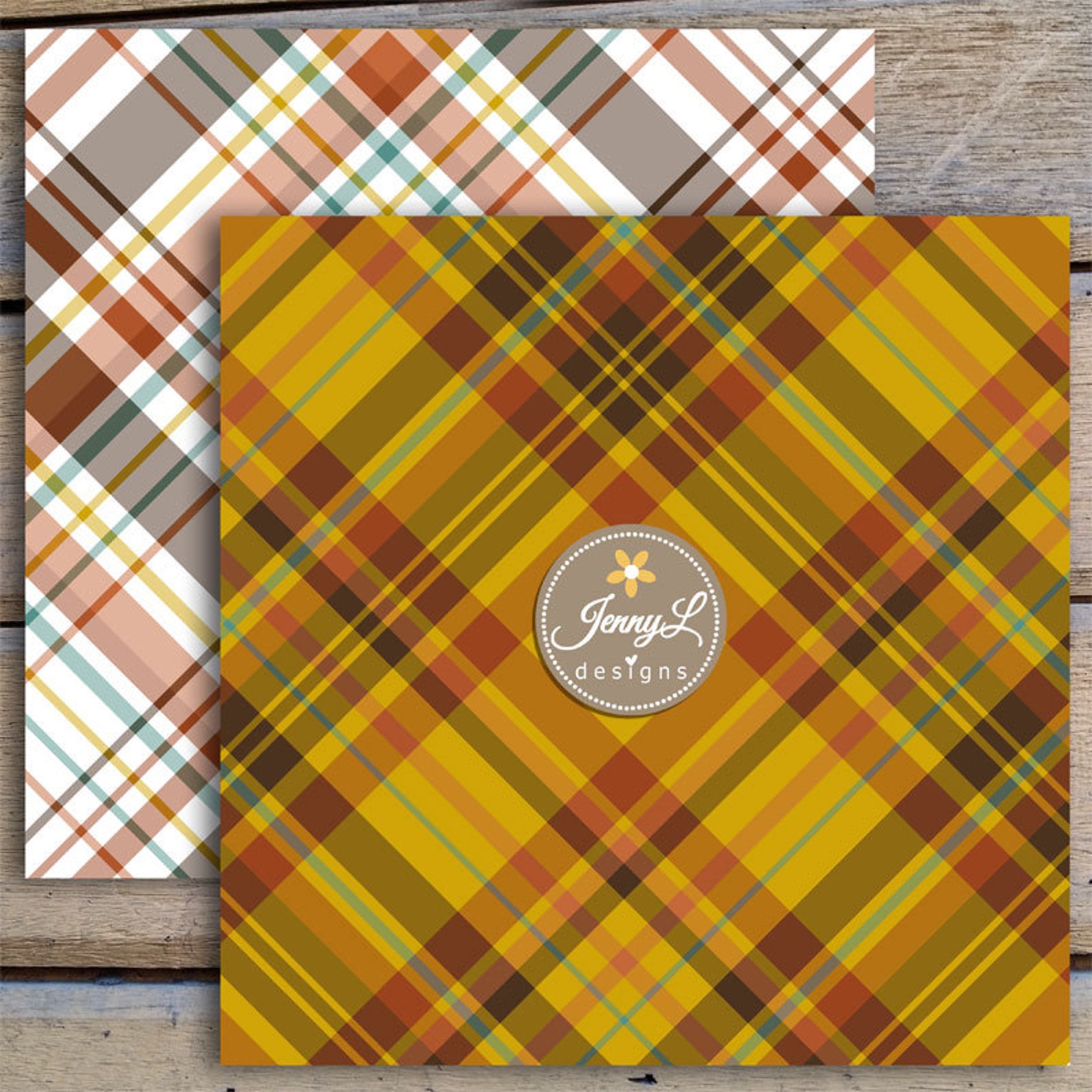 Thanksgiving Plaids Digital Papers, Tartan, Stripes Fall, Autumn, Brown ...